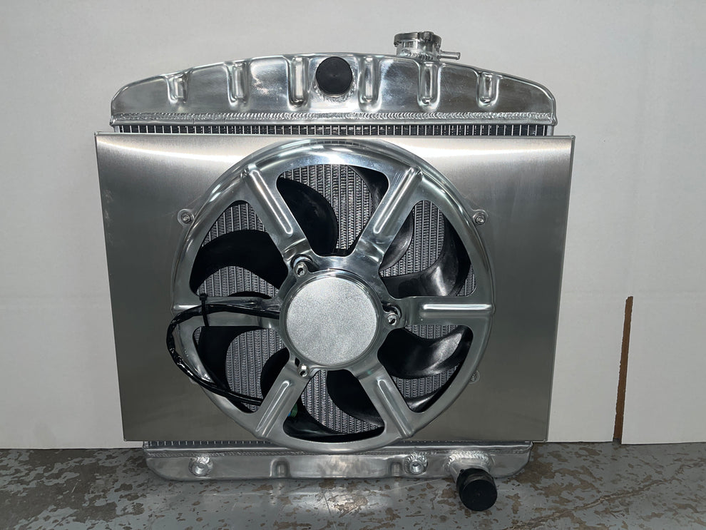 1948 - 1954 Chevy Radiator - 16" HPX 3300 CFM Fan + Shroud Scratch and ...
